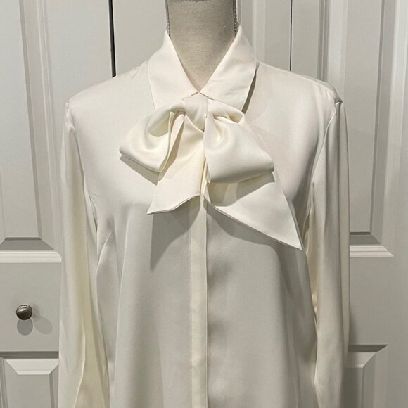Frame Denim | Tops | Frame Le Bow Tie Shirt Ivory Silk Blouse Tags On ...